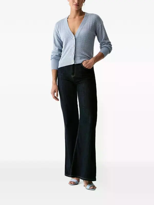 Guess Pointelle-knit Crystal-embellished Cardigan