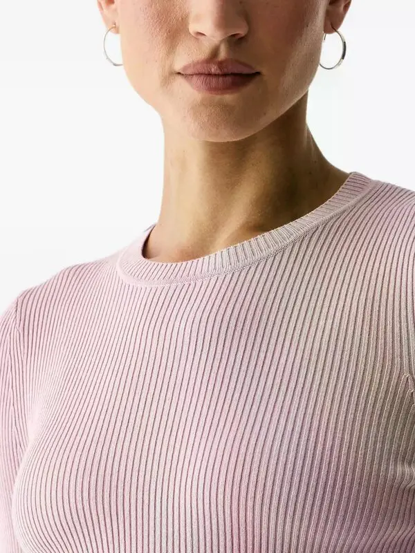 Guess Ellie Ribbed-knit Button-cuff Sweater - Pink