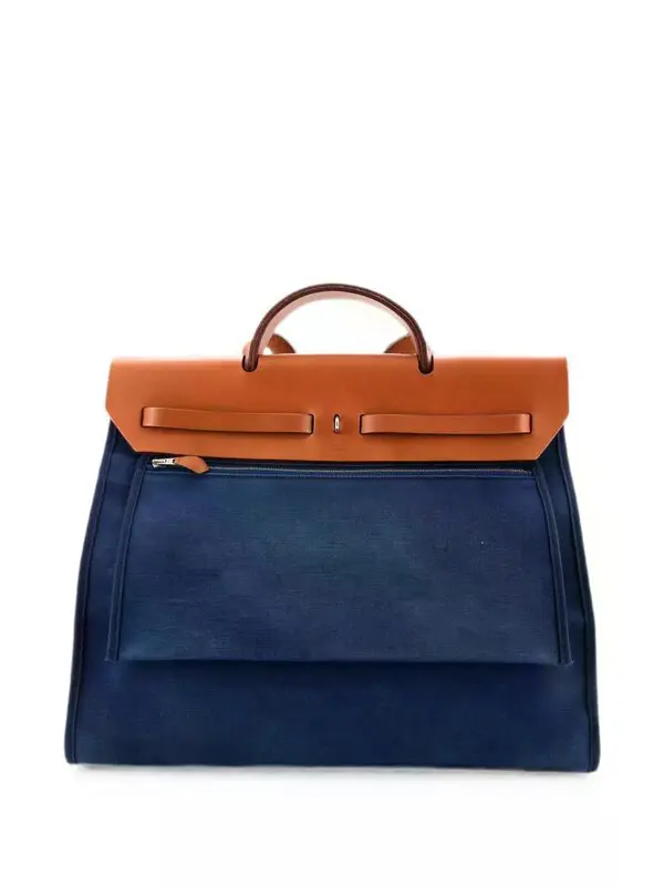 Hermès Herbag Zip Leather And Toile 39 Satchel - Blue