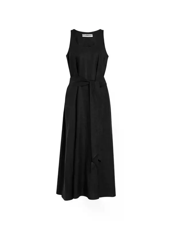 Another Tomorrow Belted Midi Dress - Black