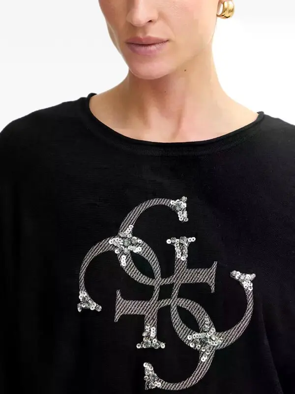 Guess Sequin-embellished Logo-print Sweater