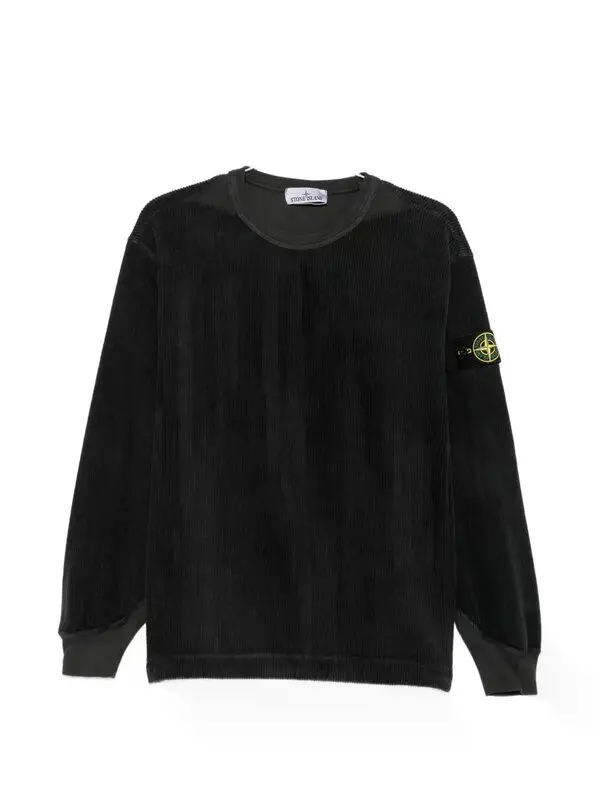 Stone Island Corduroy-texture Compass-patch Sweater - Grey