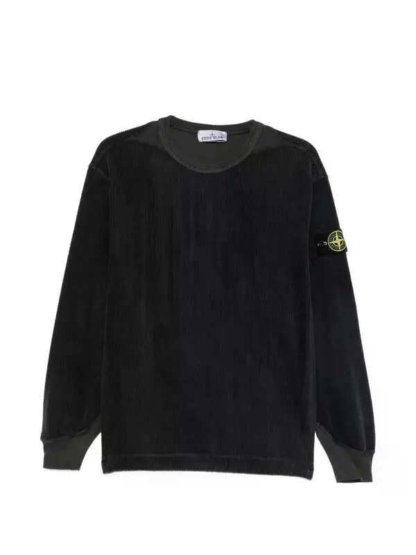 Stone Island Corduroy-texture Compass-patch Sweater - Grey