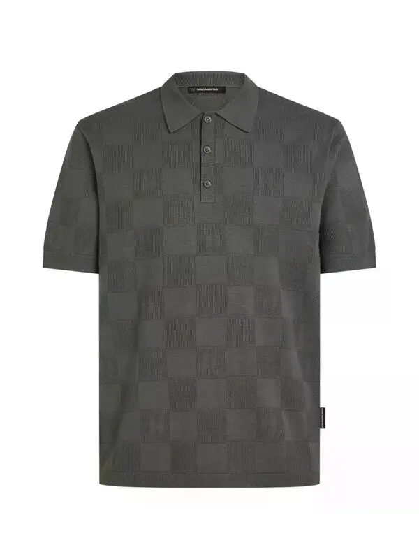 Karl Lagerfeld Monogram Checked Polo Shirt - Grey