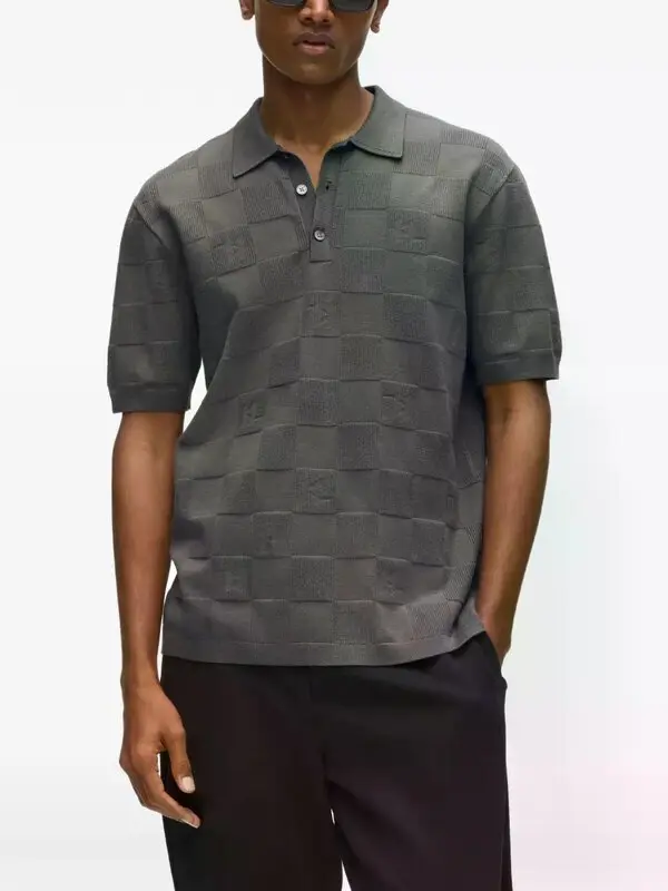 Karl Lagerfeld Monogram Checked Polo Shirt
