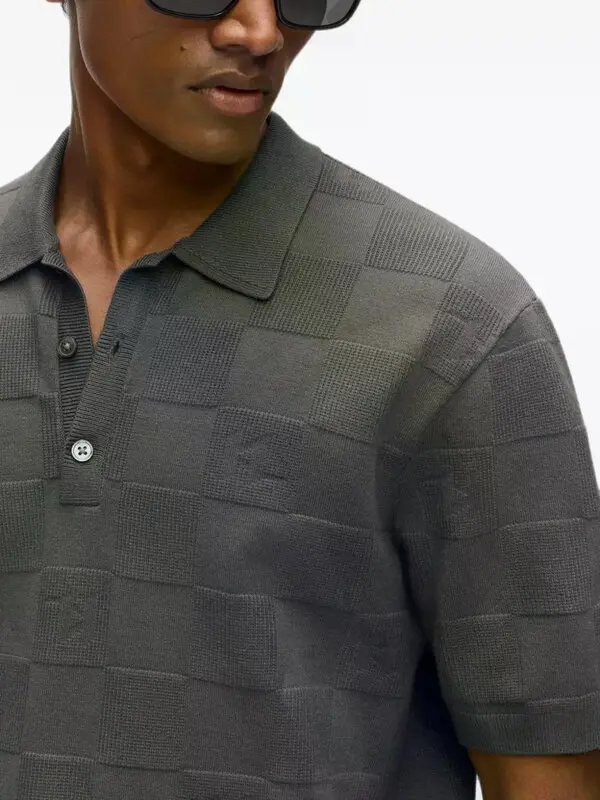 Karl Lagerfeld Monogram Checked Polo Shirt