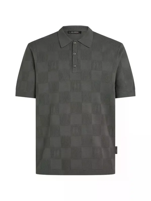 Karl Lagerfeld Monogram Checked Polo Shirt