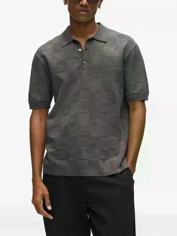 Karl Lagerfeld Monogram Checked Polo Shirt