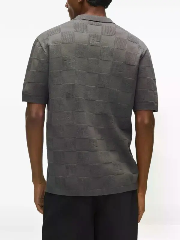 Karl Lagerfeld Monogram Checked Polo Shirt