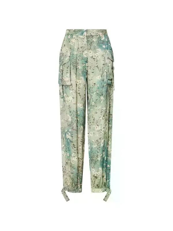 Liu Jo Printed Satin Trousers - Green
