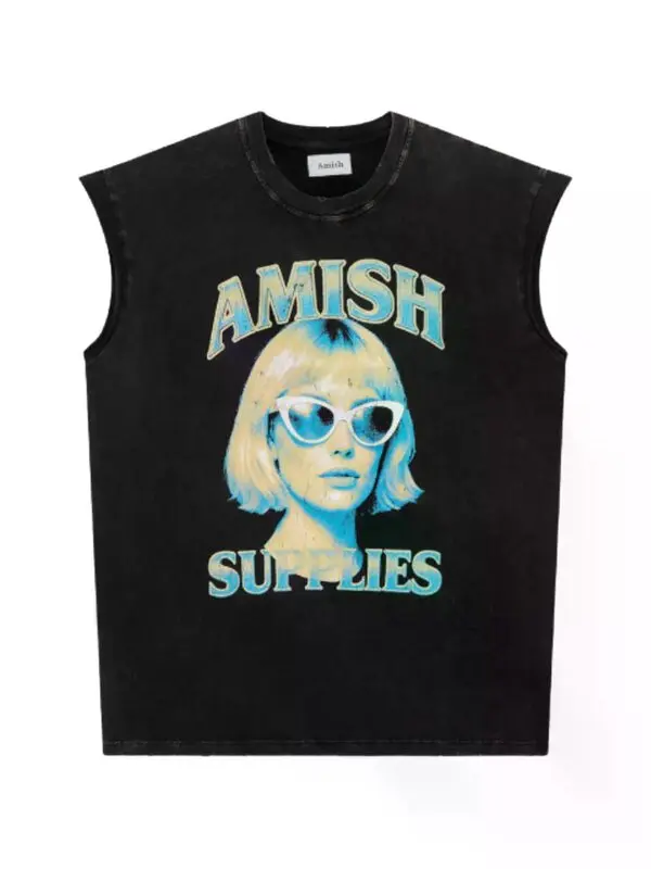 AMISH SUPPLIES Graphic-print Sleeveless Tank Top - Black
