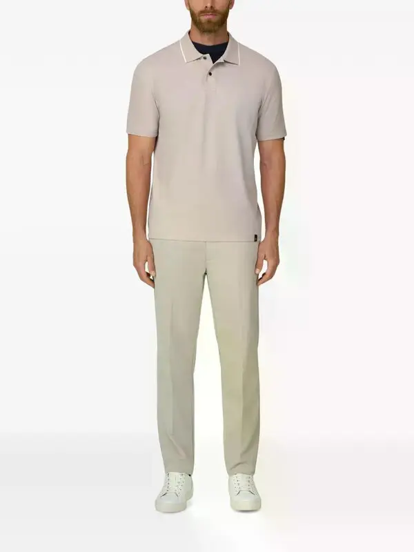 Boggi Milano Polo In Stretch Cotton Blend Piqué Cool Jade-fresh - Neutrals