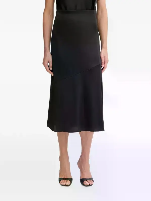 Guess Satin-finish Asymmetric-seam Midi Skirt - Black