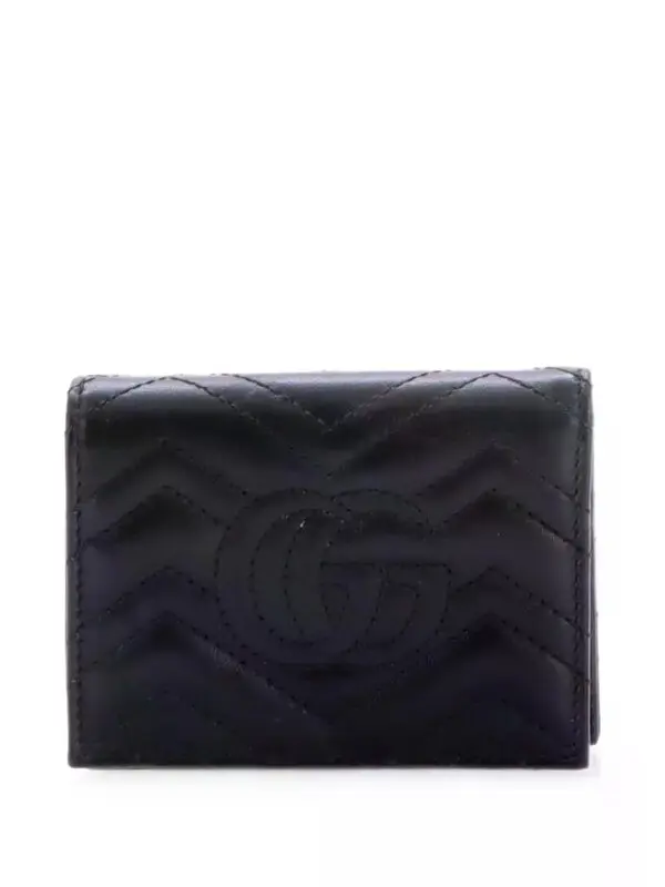 Gucci Gg Marmont Bifold Wallet Matelasse Leather Small Wallets - Black