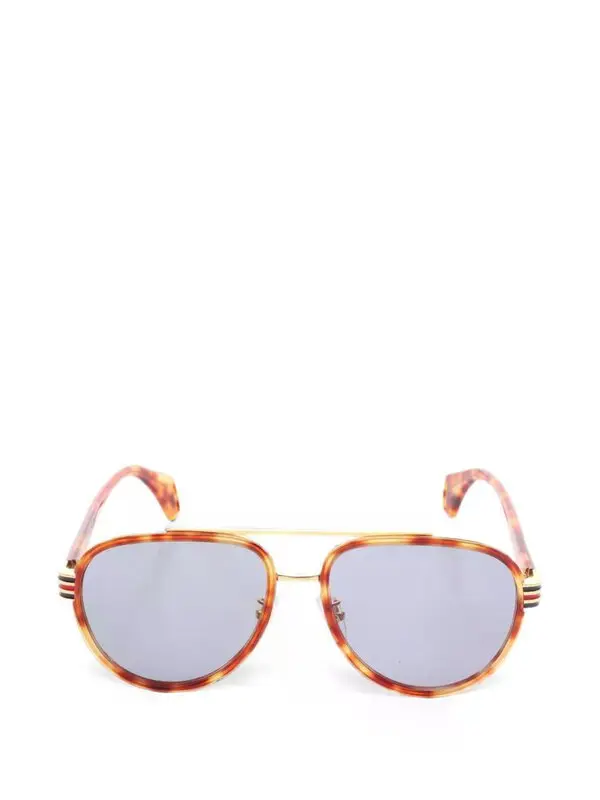 Gucci 2020s Tortoiseshell-pattern Pilot-frame Sunglasses - Brown