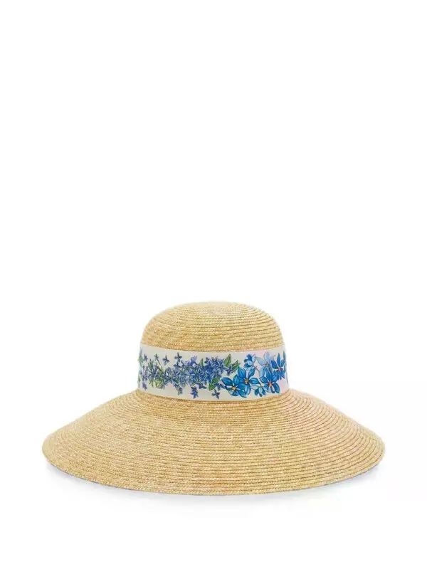 FERRAGAMO Floral-print Silk-trim Hat - Neutrals