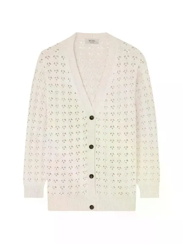 RETORI Openwork-stitch V-neck Cardigan - Neutrals