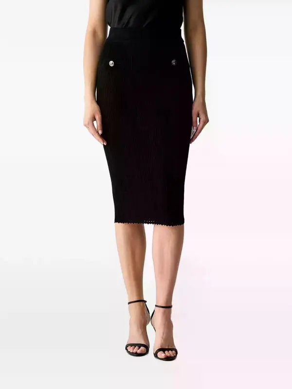 Guess Knitted Button-detail Midi Skirt - Black