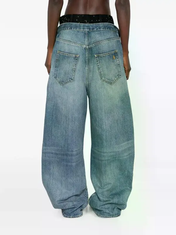 Attico Layered-effect Crystal-embellished Jeans