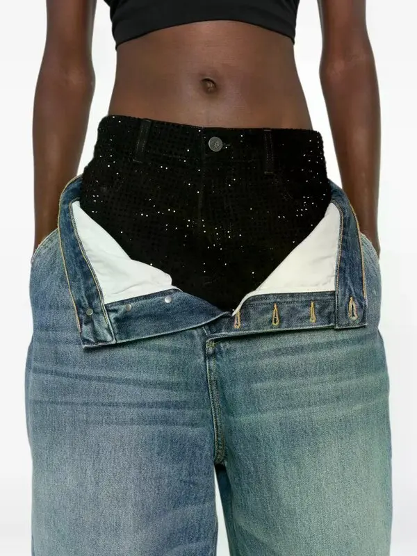 Attico Layered-effect Crystal-embellished Jeans