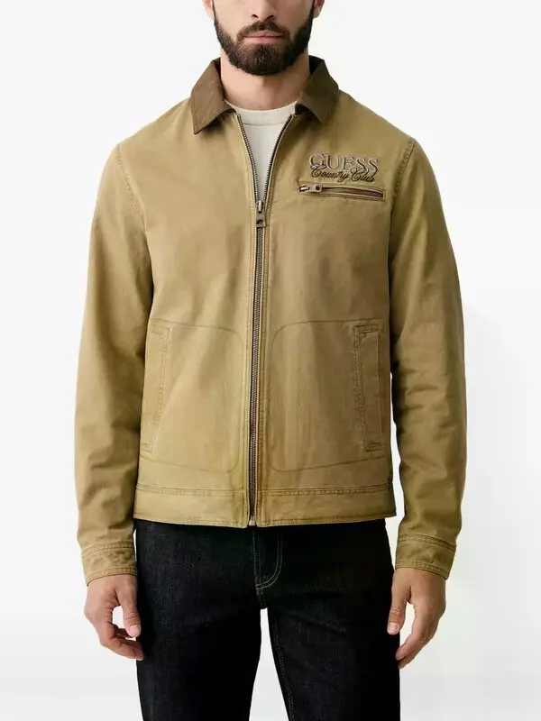 Guess Logo-embroidered Jacket - Neutrals