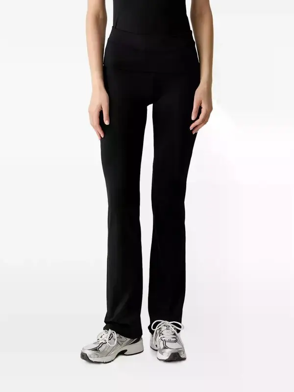 Guess Flare Rhinestone-logo Leggings - Black