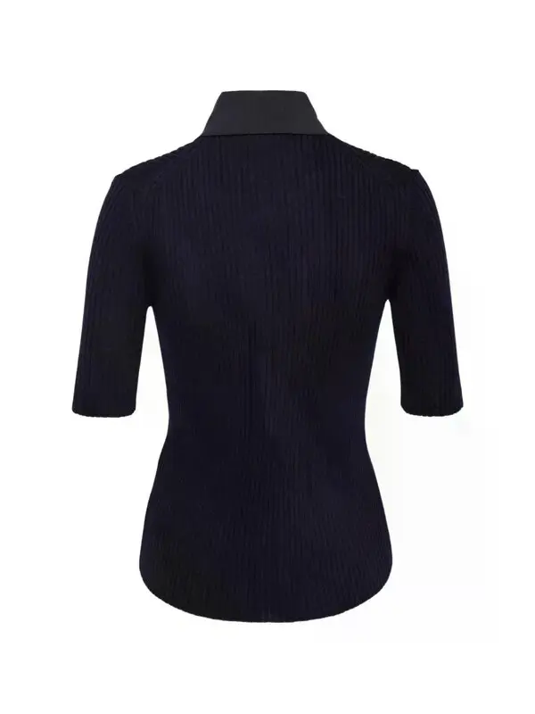 JIL SANDER Ribbed-knit Keyhole Polo Shirt