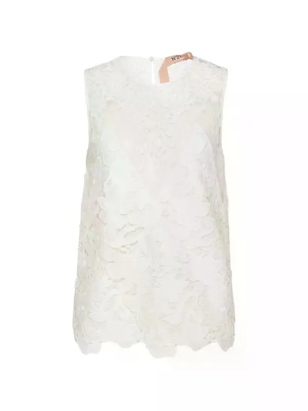 N°21 Floral-lace Sleeveless Top - Neutrals