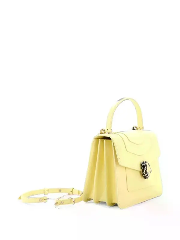 BVLGARI Serpenti Forever Top Handle Bag Leather Small Satchel - Yellow
