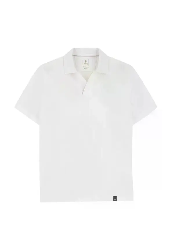 Boggi Milano Polo In Stretch Cotton Blend Piqué Cool Jade-fresh - White