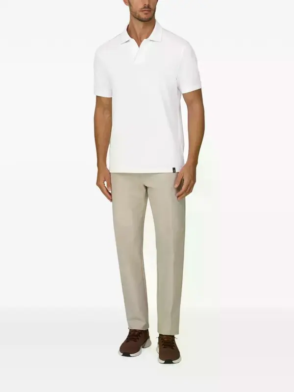 Boggi Milano Polo In Stretch Cotton Blend Piqué Cool Jade-fresh - White