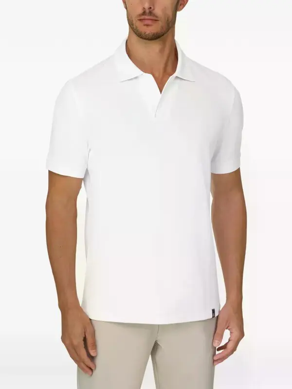 Boggi Milano Polo In Stretch Cotton Blend Piqué Cool Jade-fresh - White