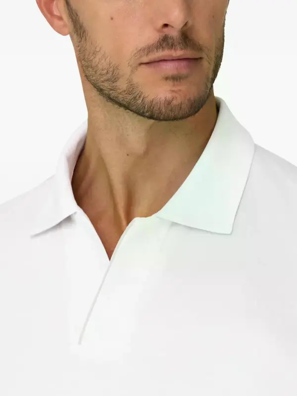 Boggi Milano Polo In Stretch Cotton Blend Piqué Cool Jade-fresh - White