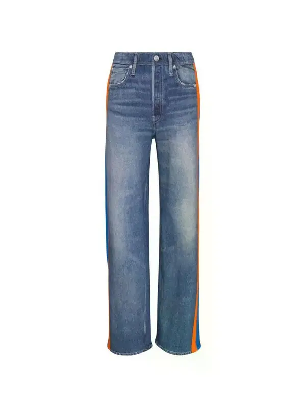 Rag & Bone Rb Miramar Side-stripe Denim-print Track Pants - Blue