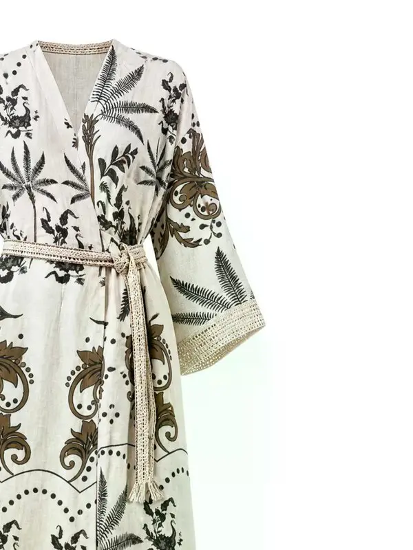 NEMA Botanical-print Wrap Midi Dress