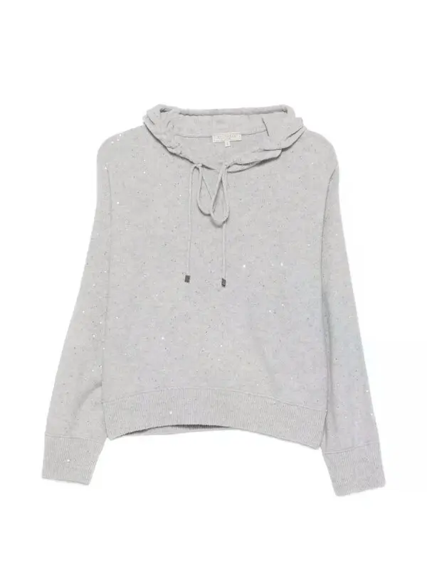 Antonelli Firenze Sequin-embellished Drawstring Hoodie - Grey