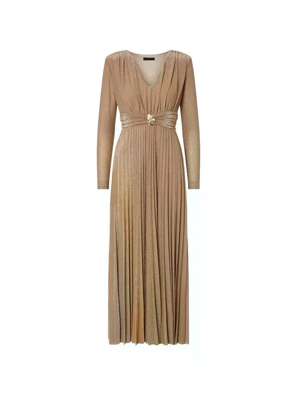 Liu Jo Long Pleated Lurex Dress - Brown