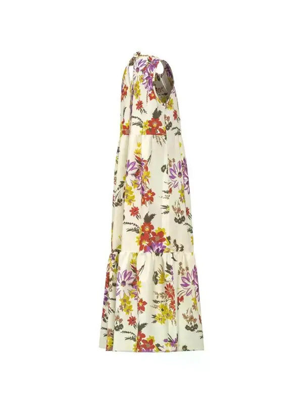 Marella Floral-print Tiered Midi Dress - Neutrals