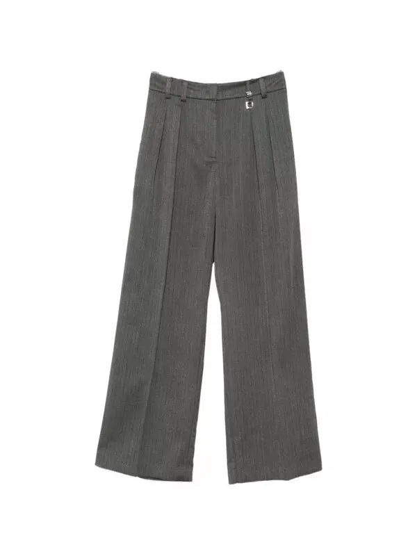 Patrizia Pepe Herringbone Pleated Trousers - Grey