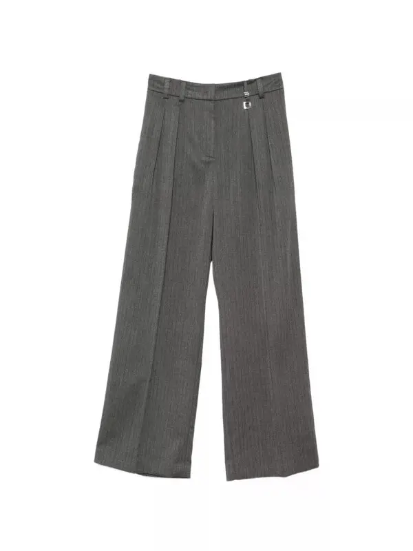 Patrizia Pepe Herringbone Pleated Trousers - Grey