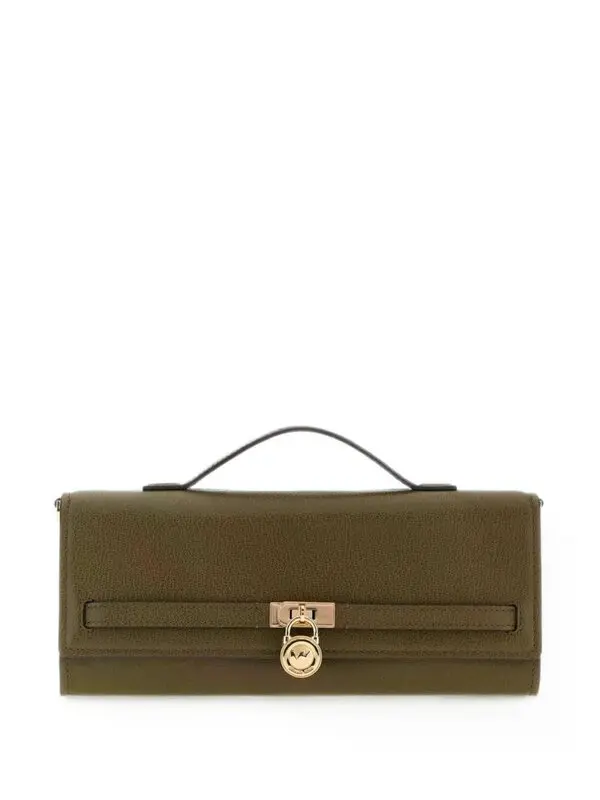 Michael Kors Medium Hamilton Moderne Leather Clutch Bag - Green