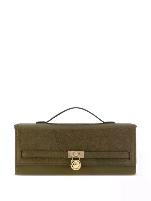 Michael Kors Medium Hamilton Moderne Leather Clutch Bag - Green