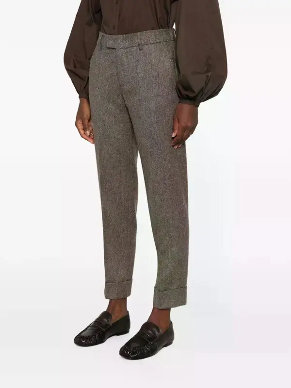 BERWICH Herringbone-pattern Wool Trousers