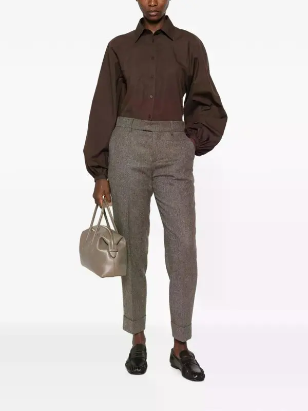 BERWICH Herringbone-pattern Wool Trousers