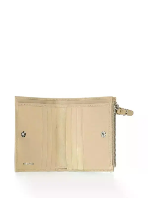 Miu Miu Logo-embossed Leather Wallet - Neutrals