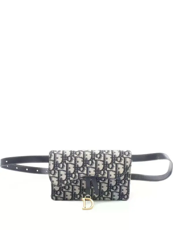 Dior 2010s Saddle Oblique Belt Bag - Blue