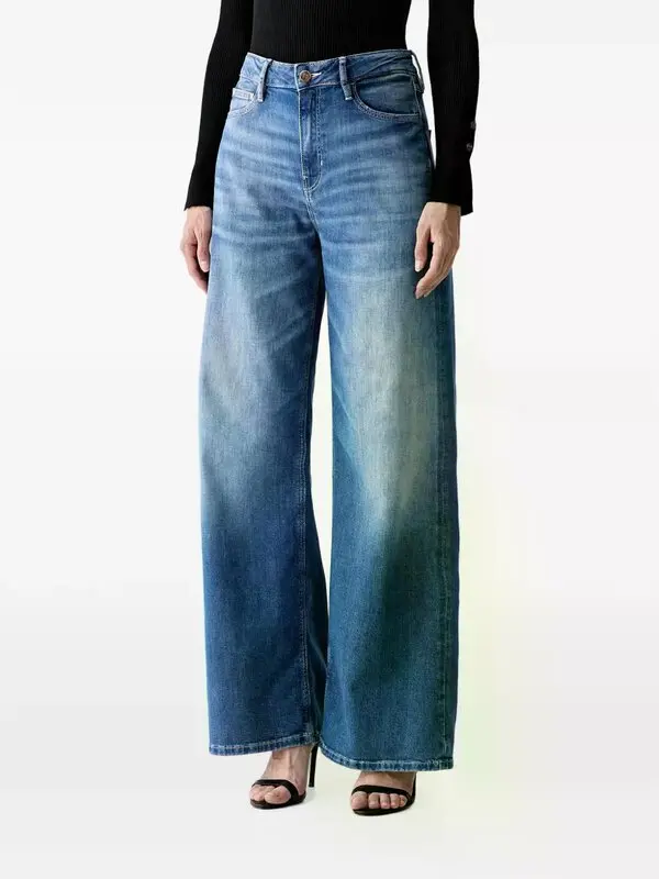 Guess Bellflower Faded Wide-leg Jeans - Blue