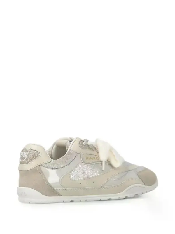 Pinko Panelled Shearling-trim Sneakers