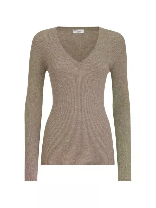 Brunello Cucinelli Sparkling Cashmere Ribbed Sweater - Neutrals