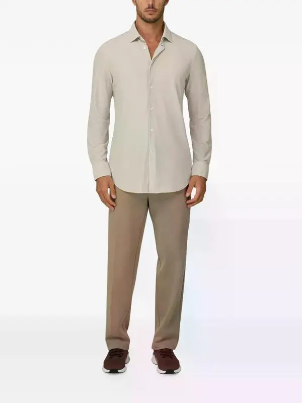 Boggi Milano Shirt In Stretch Nylon B Tech Slim Fit - Neutrals